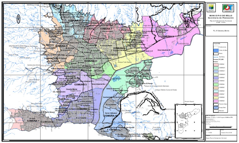 Cartografia POT 2009 Bello Comunas Barrios