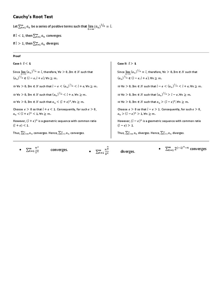 Cauchy's Root Test | PDF | Mathematical Structures | Real Analysis