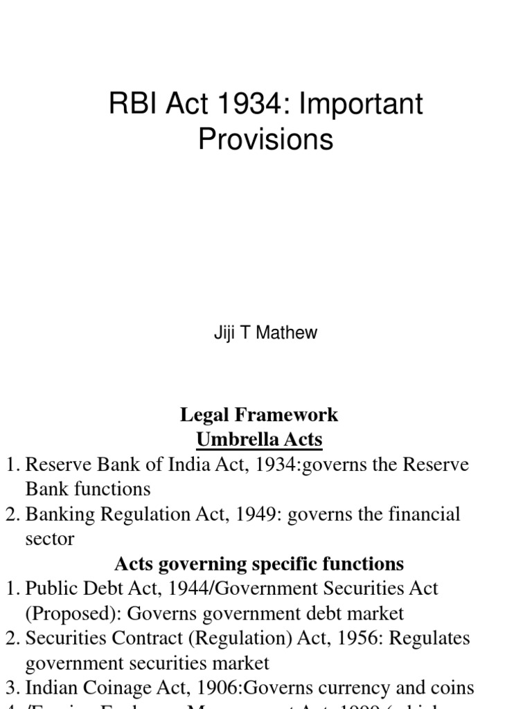 RBI Act 1934 N | PDF | Reserve Bank Of India | Monetary Policy