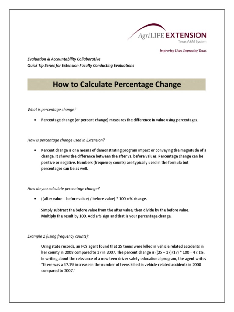 How To Calculate Percent Change | Download Free PDF | Percentage ...