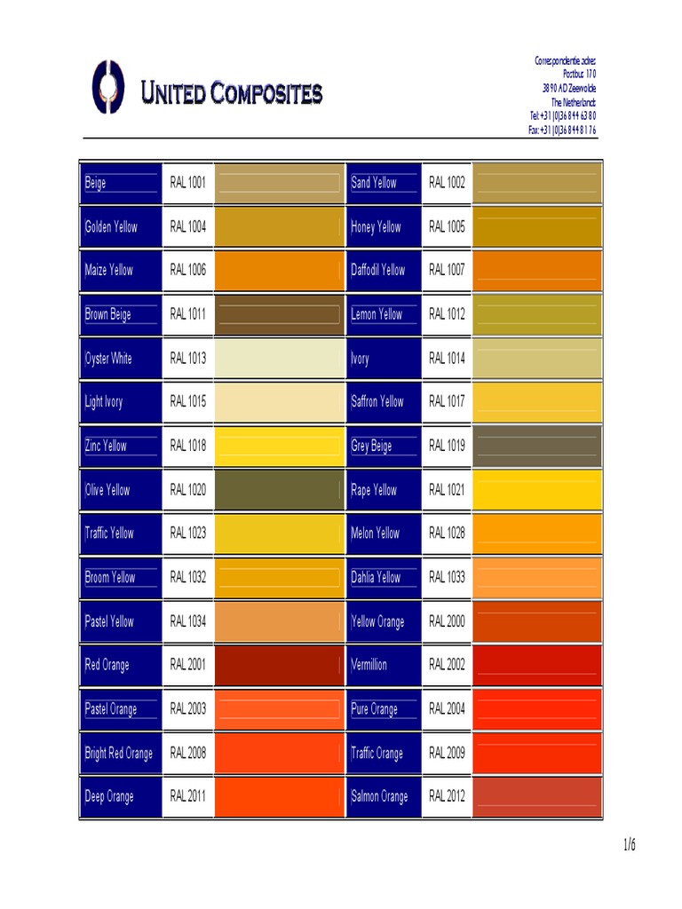 RAL Color Colour Chart PDF | PDF | Blue | Green