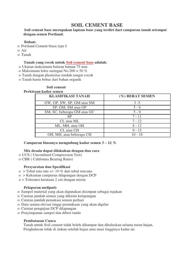 Soil Cement Base | PDF