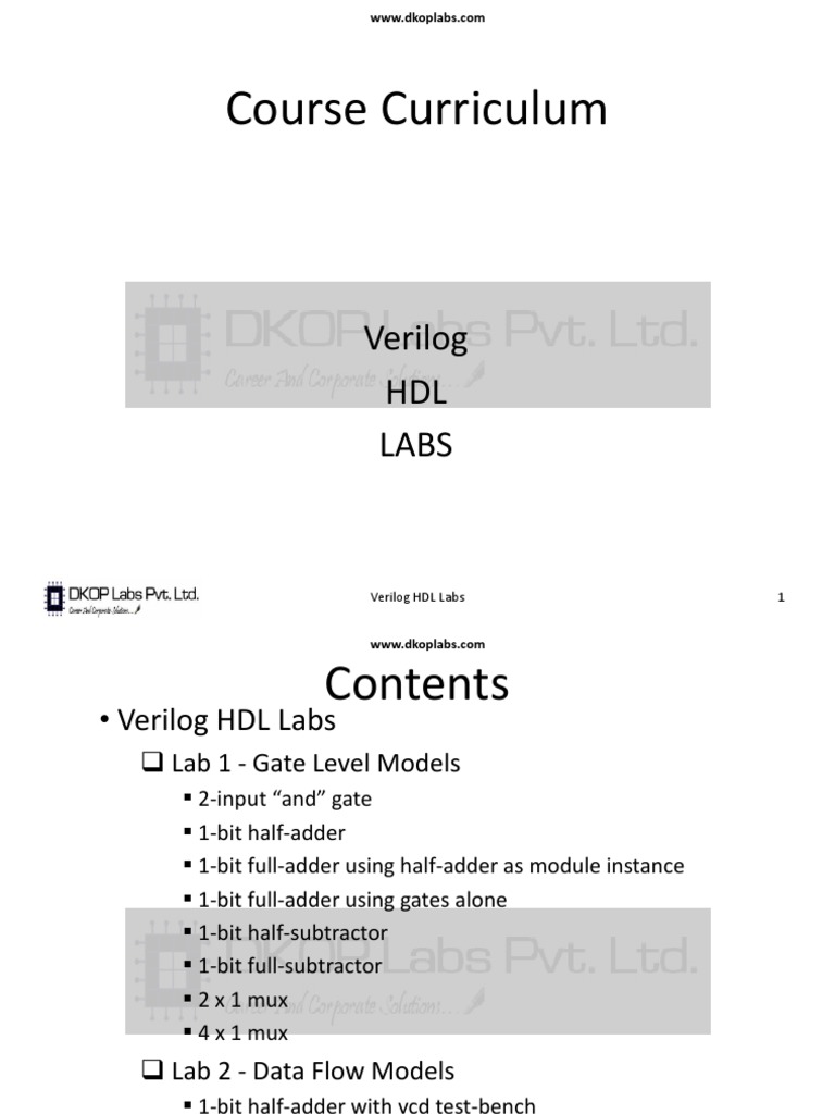 Verilog HDL Lab Gate Level and Data Flow Models | PDF | Hardware ...