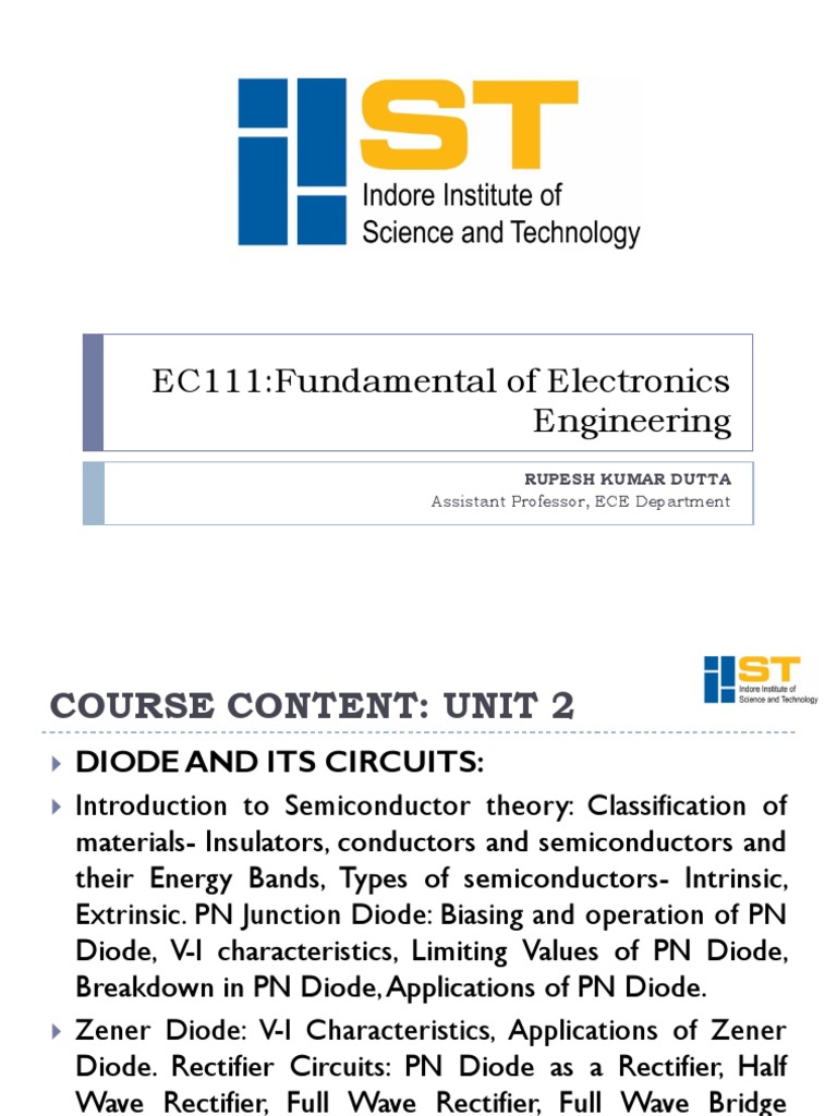 EC111:Fundamental of Electronics Engineering: Assistant Professor, ECE ...