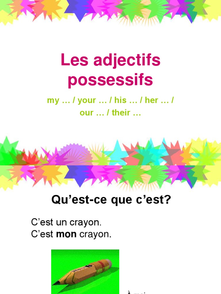 Les Adjectifs Possessifs | PDF | Genre grammatical | Nombre grammatical
