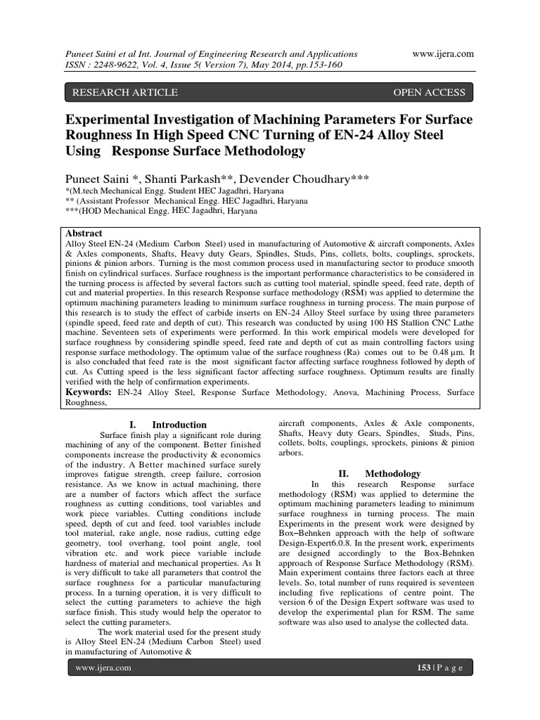 Experimental Investigation of Machining PDF | PDF
