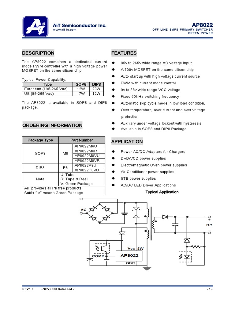 Ap 8022 | PDF | Field Effect Transistor | Mosfet