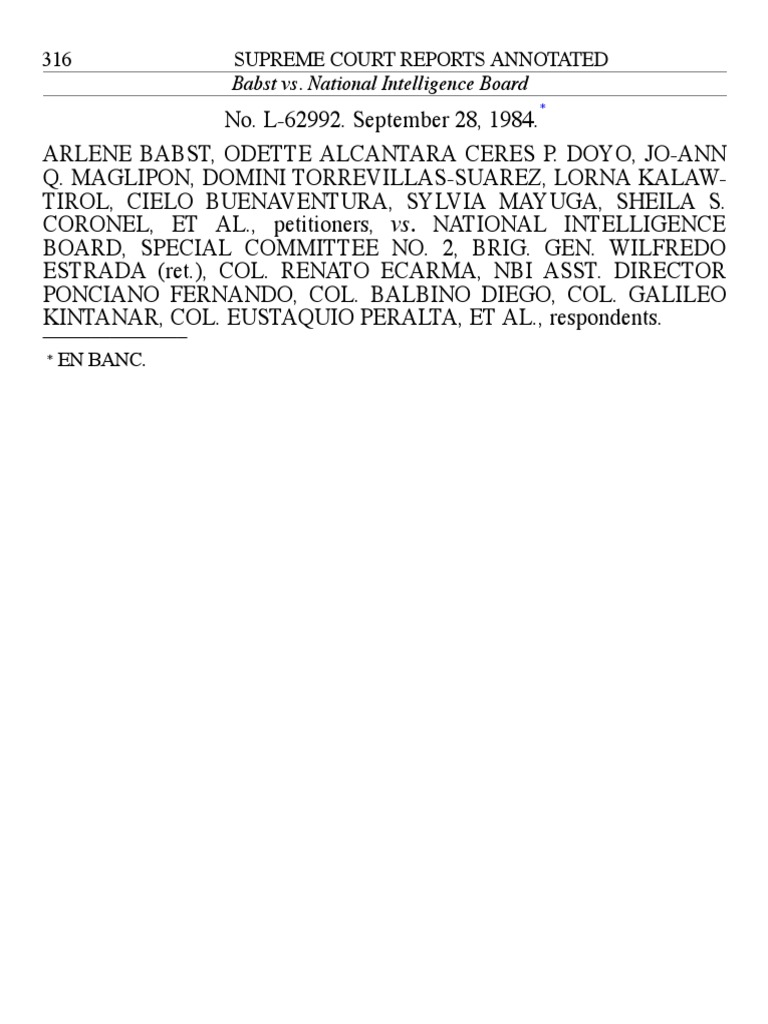 Babst vs. National Intelligence Board | PDF | Writ Of Prohibition ...
