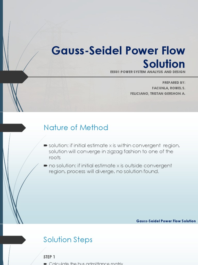 Gauss-Seidel Power Flow Solution | PDF | Electromagnetism | Applied ...