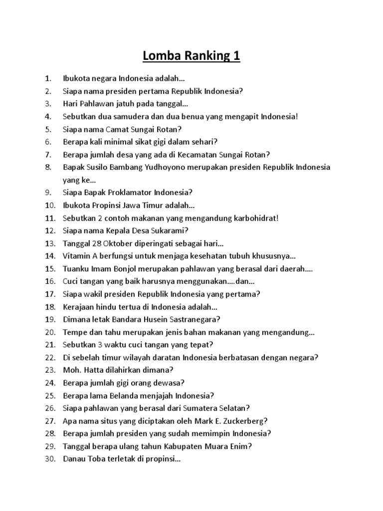 Lomba Ranking 1 | PDF