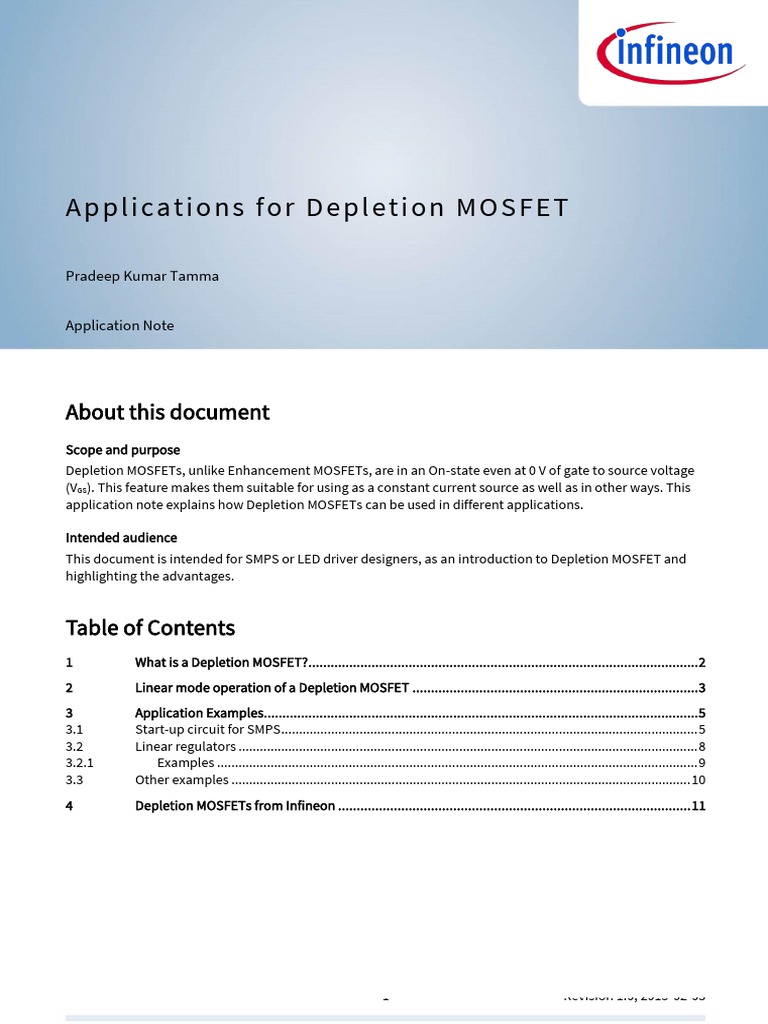 Infineon-Application Note Applications For Depletion MOSFETs-An-V01 00-En | PDF | Field Effect ...