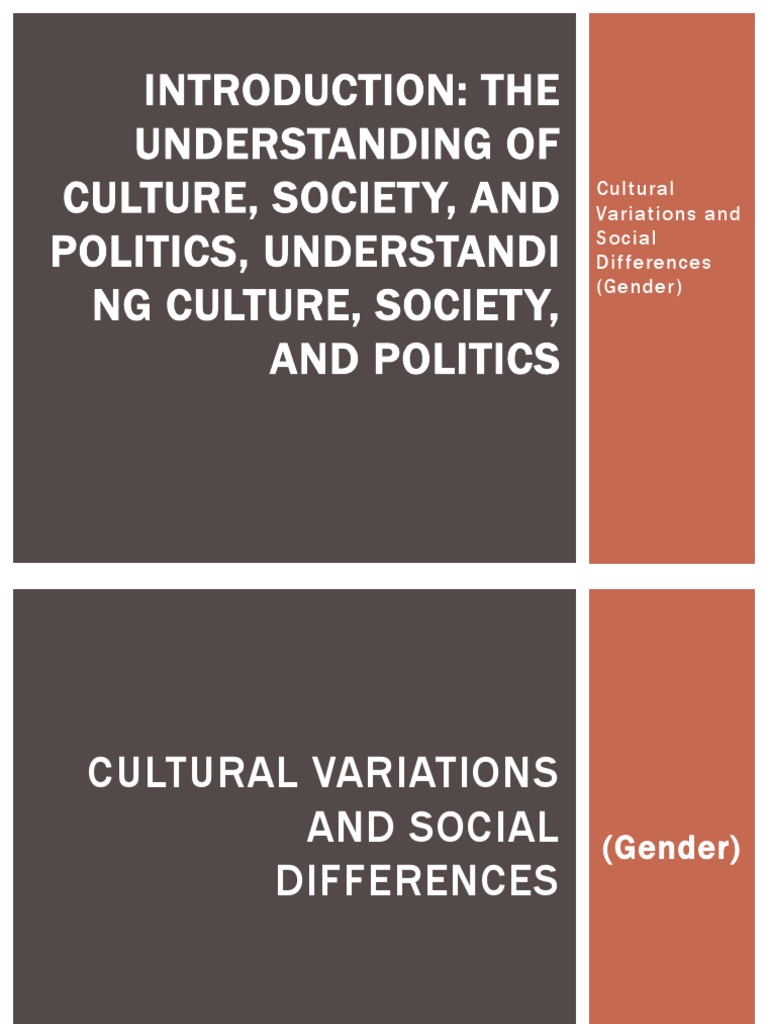 1 Cultural Variations And Social Differences Gender