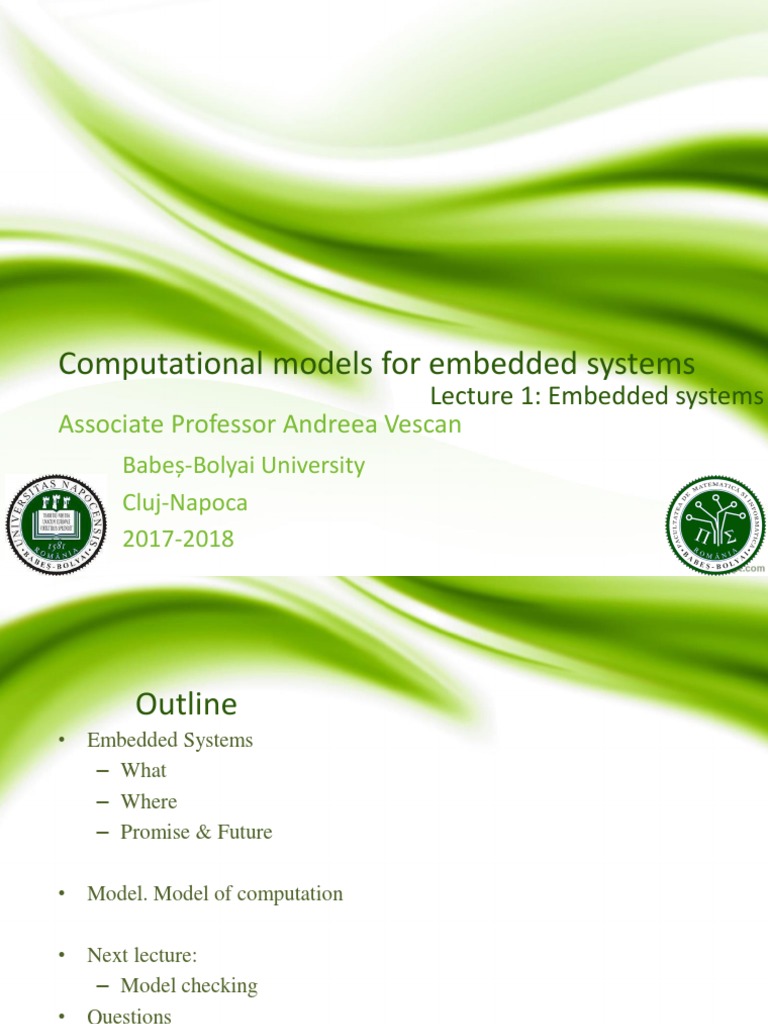 Computational Models For Embedded Systems: Associate Professor Andreea ...