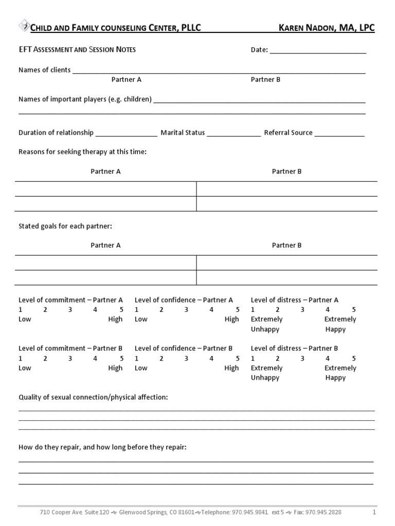 EFT Assessment and Session Notes | PDF | Attachment Theory | Family Therapy