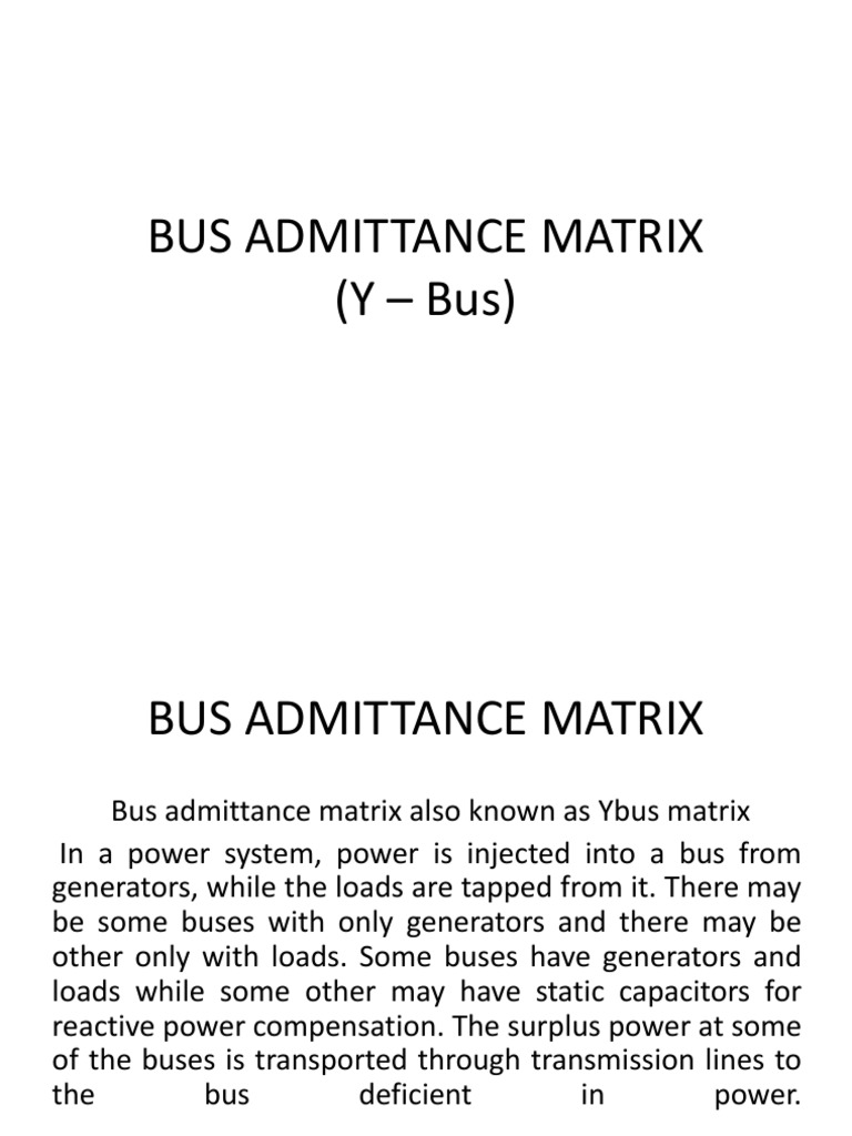 Bus Admittance Matrix | PDF | Science & Mathematics | Computers