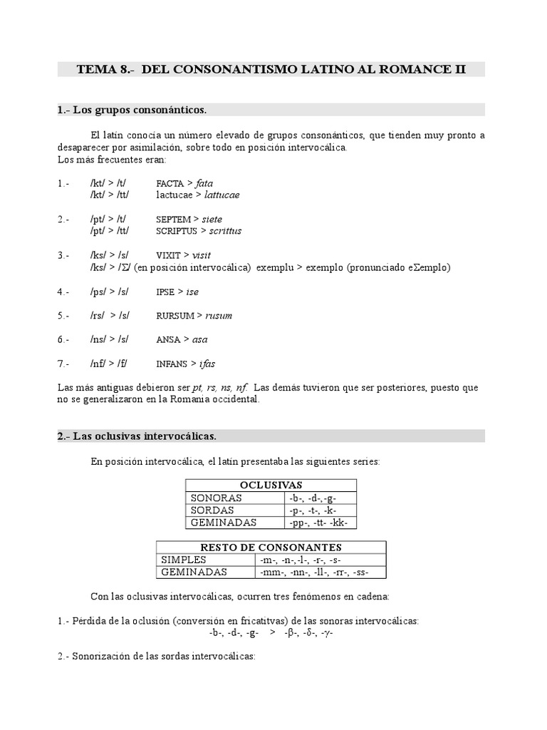 Evolución del Consonantismo Latino | PDF | Vocal | Idiomas