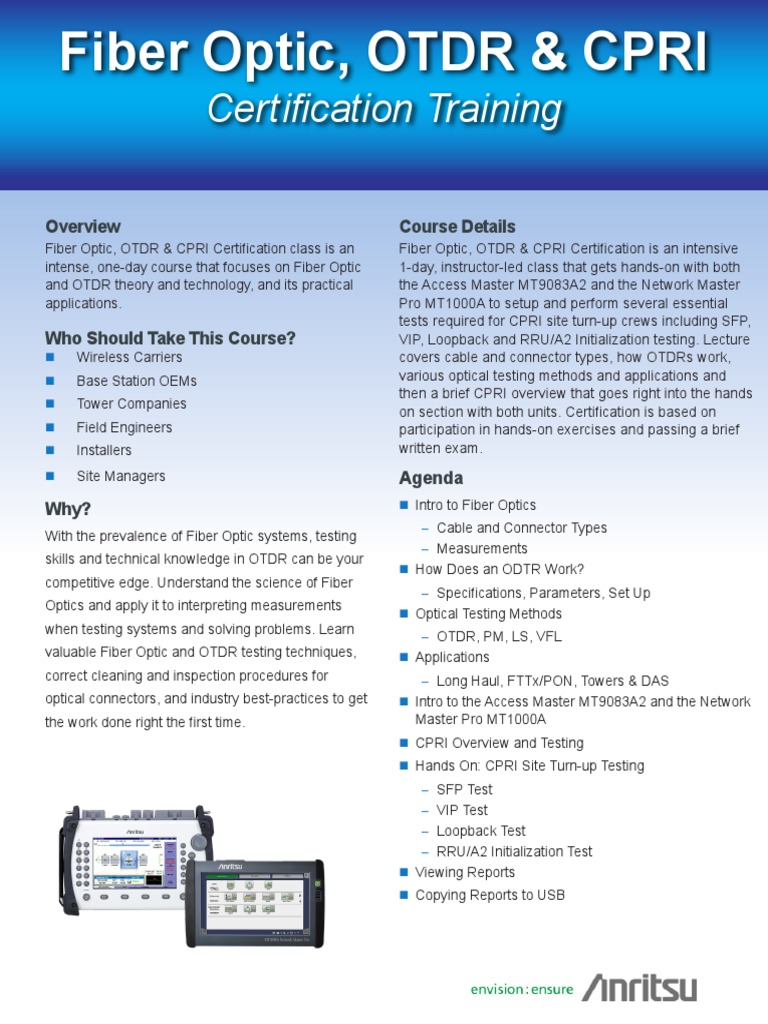 OTDR Certification Brochure - 11410-00820 Rev. B | PDF | Optical Fiber ...