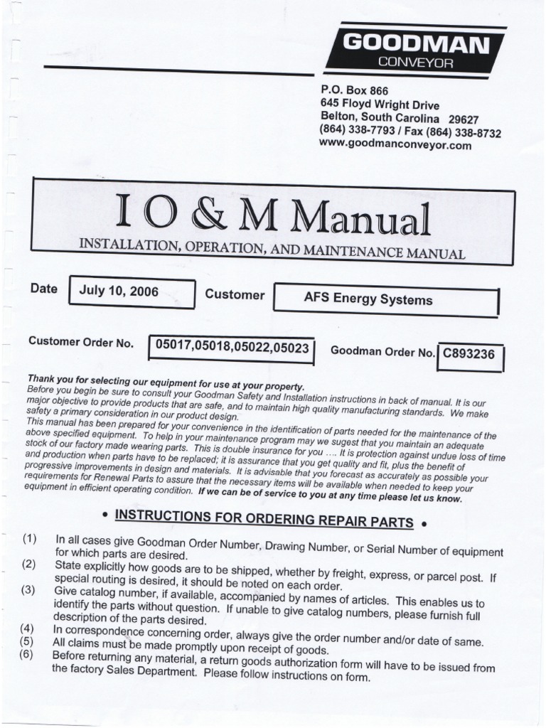 Goodman Screw Conveyor PDF | PDF