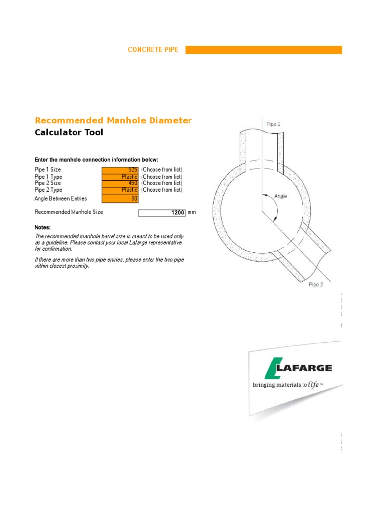 Recommended Manhole Diameter Calculator | PDF | Pipe (Fluid Conveyance ...