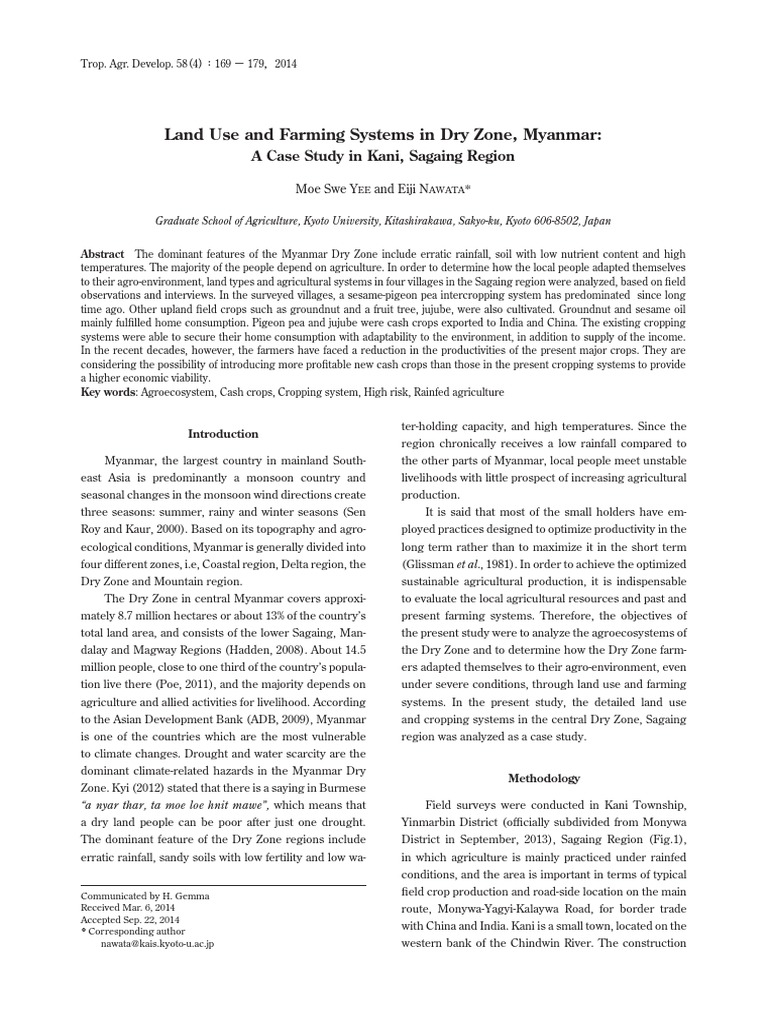 Land Use and Farming in Myanmar's Dry Zone | PDF | Sesame | Rice