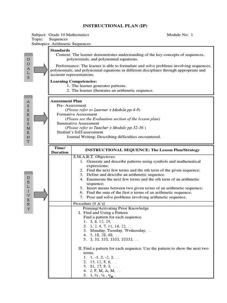 Lesson 1 Arithmetic Sequence | PDF | Algebra | Mathematical Analysis