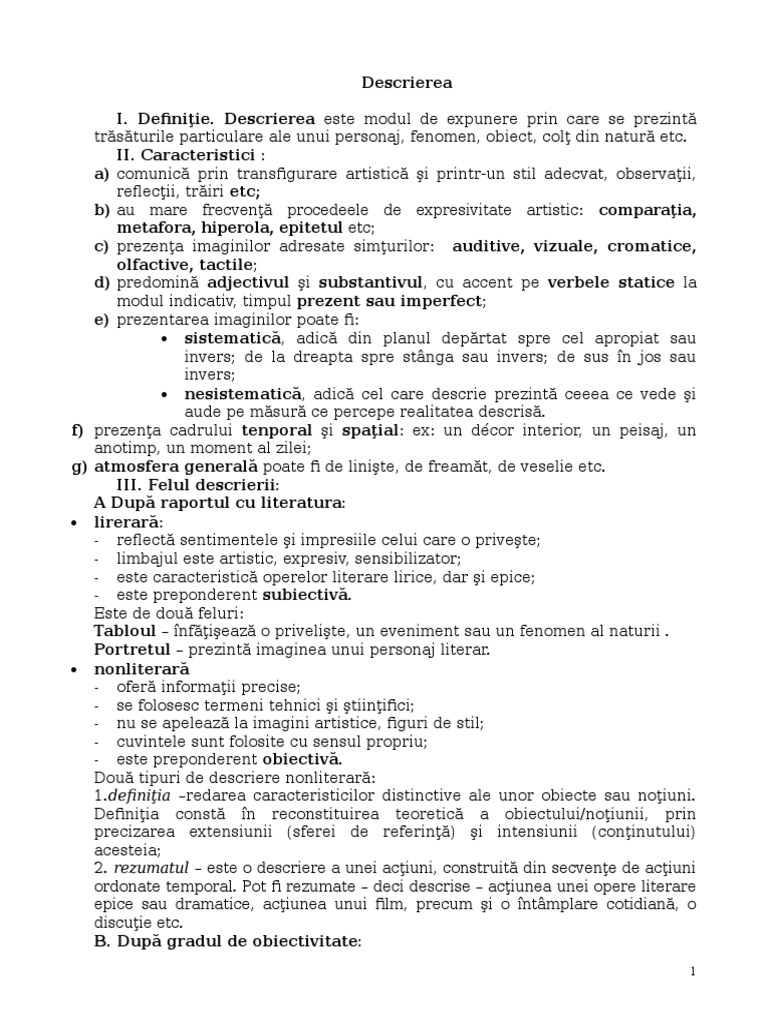 Textul Descriptiv | PDF