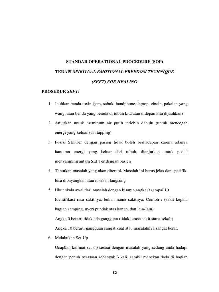 SOP Terapi SEFT untuk Penyembuhan | PDF | Gaya Hidup