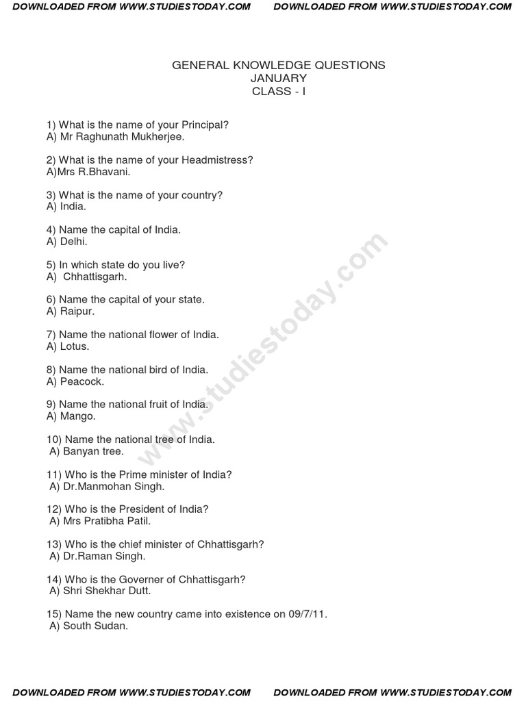 CBSE Class 5 GK Practice Worksheet | PDF | Politics Of India | Sports