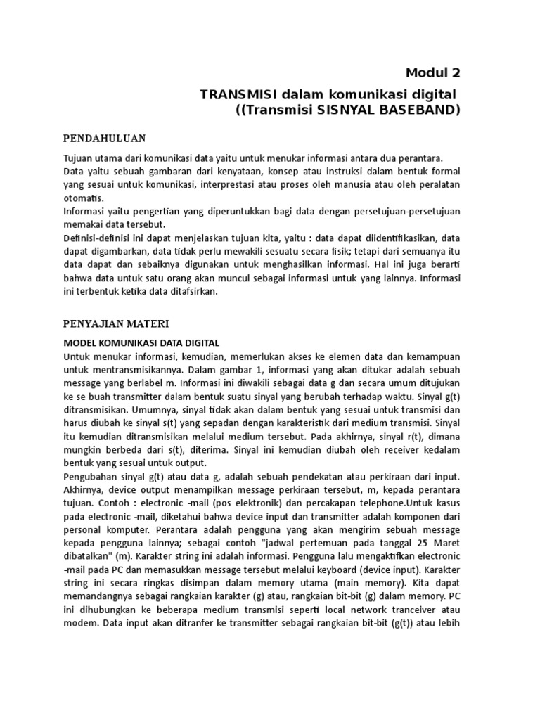 Modul 2 - Transmisi Sinyal Baseband | PDF