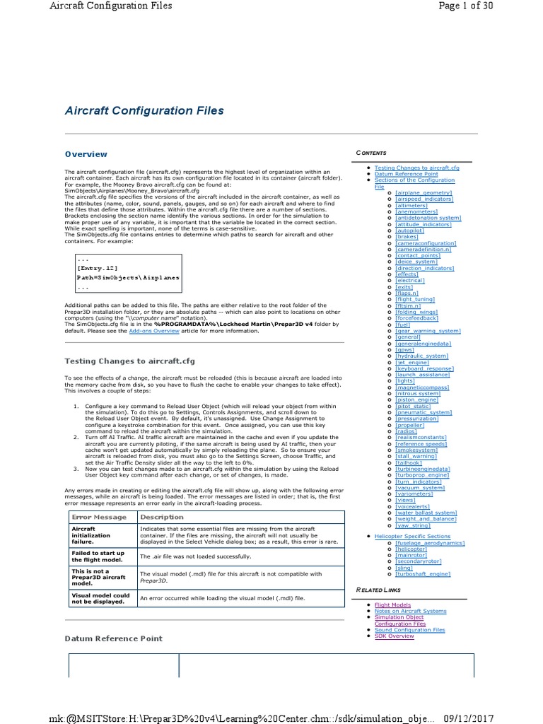Aircraft Configuration File Overview | PDF | Flight Dynamics (Fixed ...