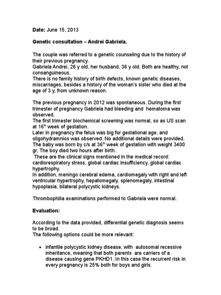 Genetic Counseling Letter - Andrei Gabriela | PDF | Genetic Disorder ...