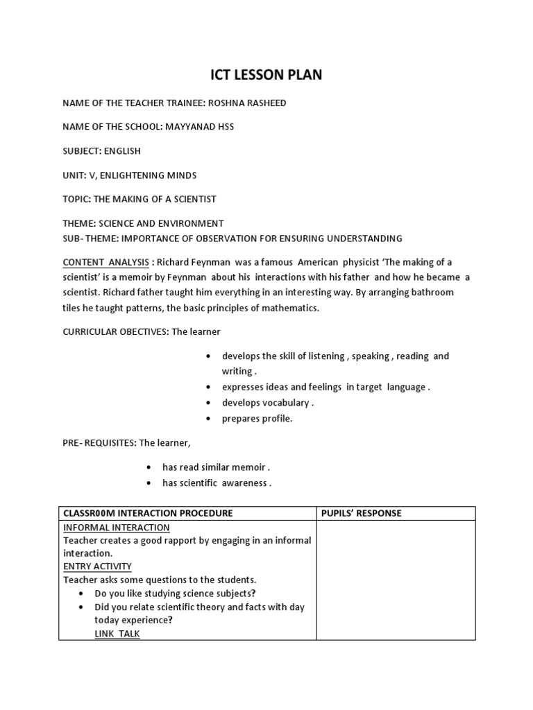 Ict Lesson Plan | Download Free PDF | Lesson Plan | Educational Technology