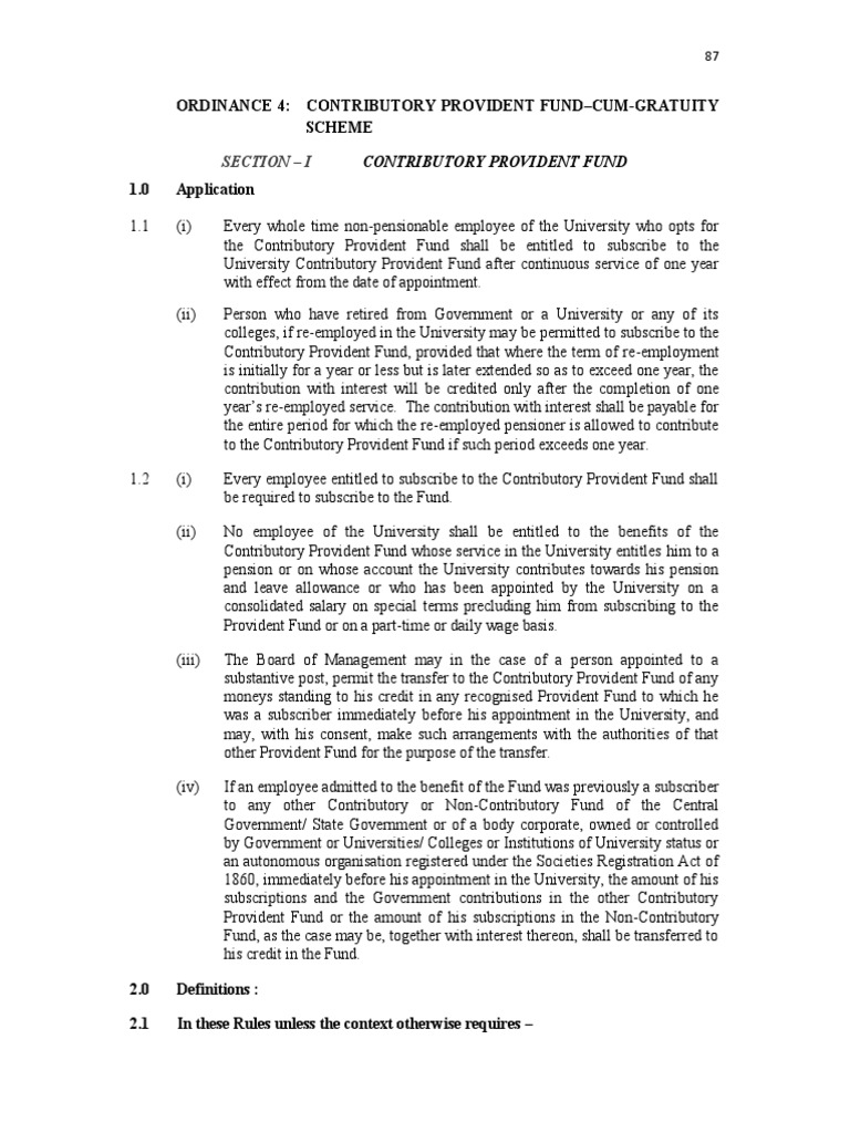 Ordinance 4: Contributory Provident Fund-Cum-Gratuity Scheme 1.0 ...