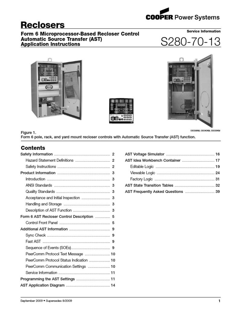 Reclosers: Form 6 Microprocessor-Based Recloser Control Automatic Source Transfer (AST ...