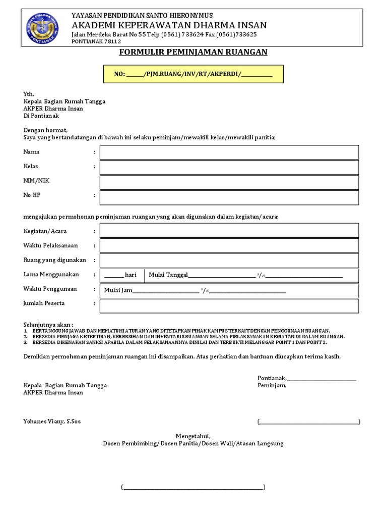Formulir Peminjaman Ruangan | PDF
