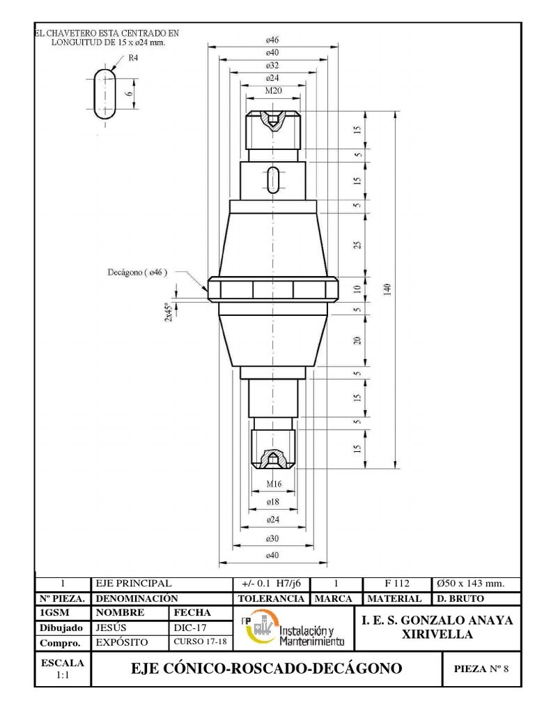 Eje Conico y Roscado | PDF