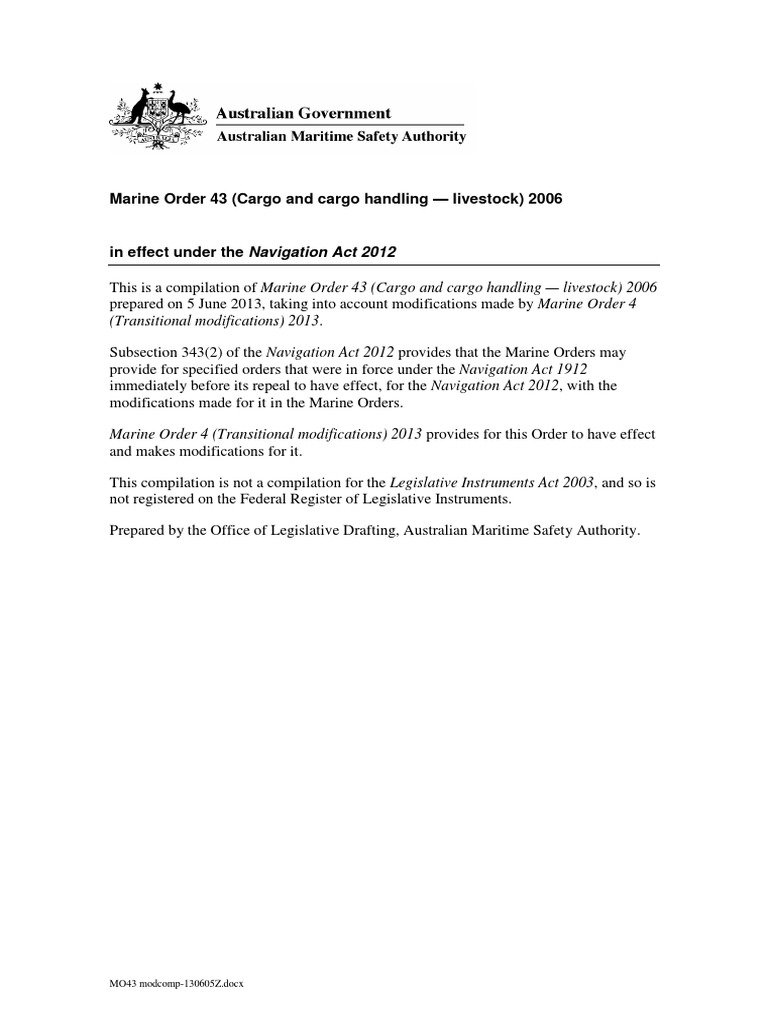 AMSA Livestock Carriers Regulations | PDF | Ships | Watercraft