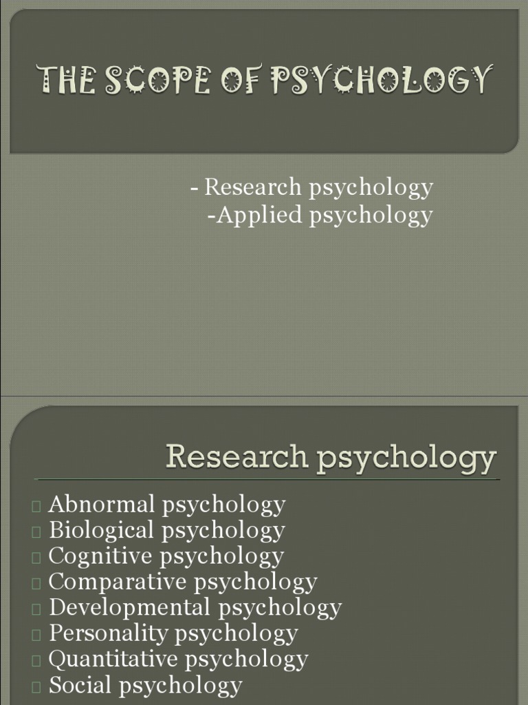 Research Psychology - Applied Psychology | PDF | Behavioral ...
