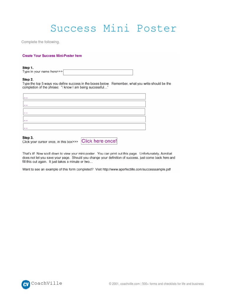 Success Mini Poster: Complete The Following | PDF | Career & Growth ...