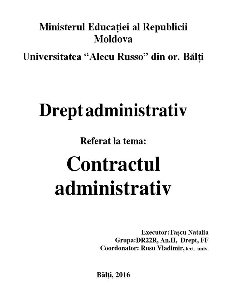 Contractul-Administrativ Referat | PDF