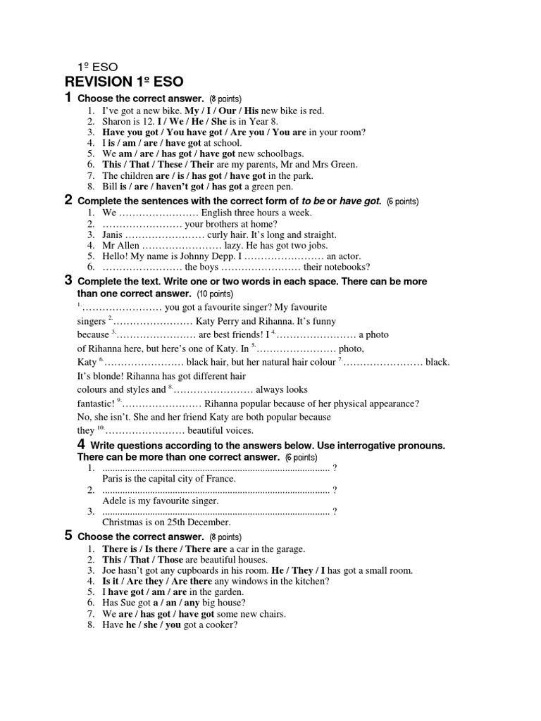 1º ESO Revision | PDF | One Direction | Leisure