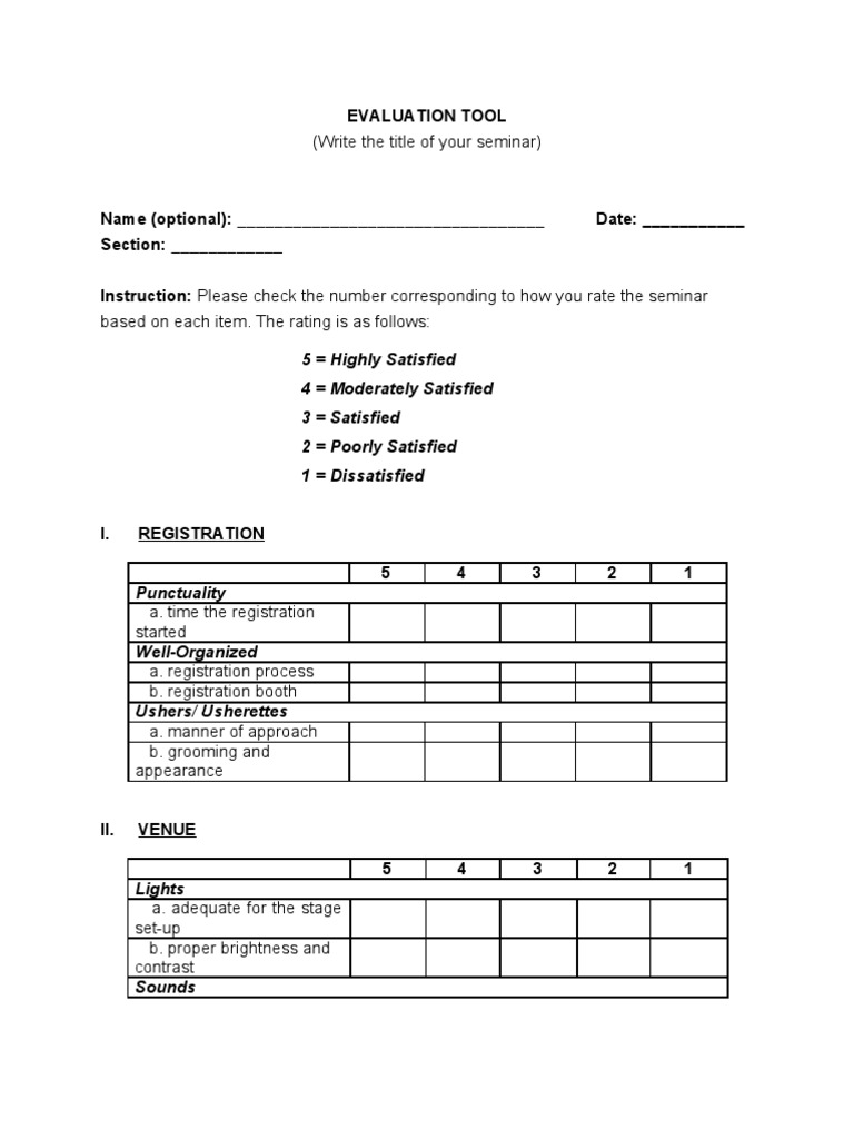 Seminar Evaluation Form Template | PDF | Cognition | Learning
