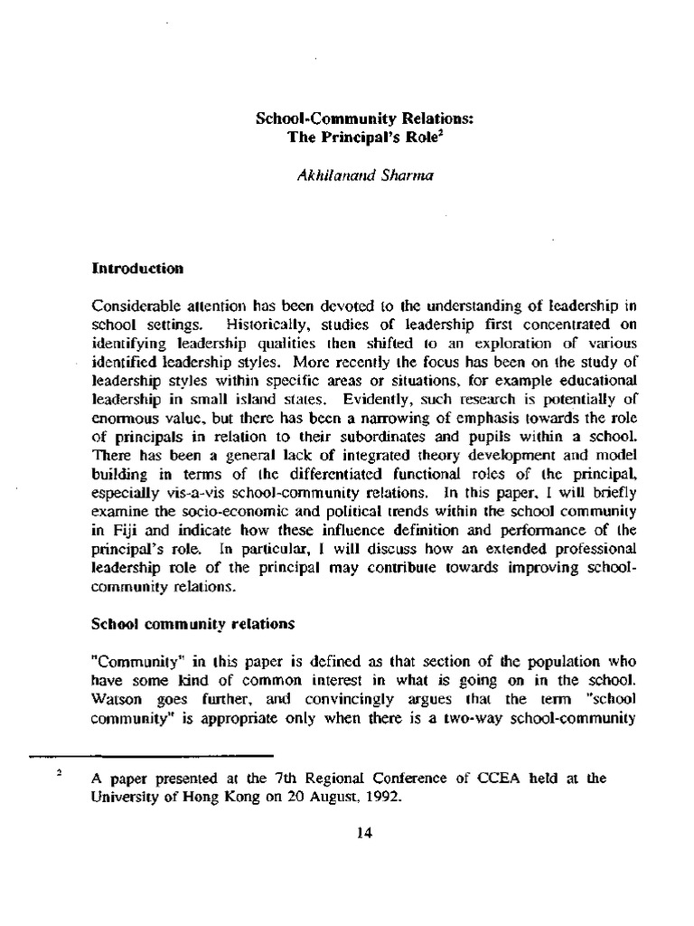 School Community Relations | PDF | Leadership | Community