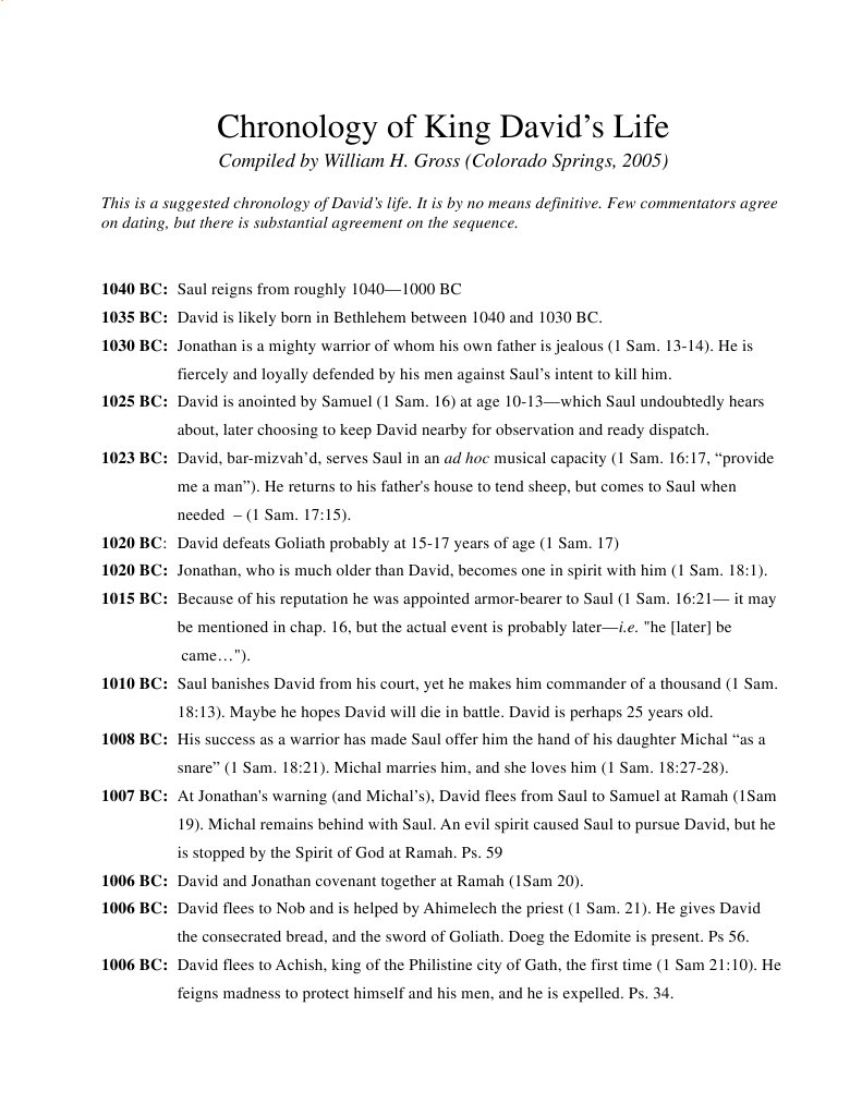 King David Timeline | PDF | David | Saul