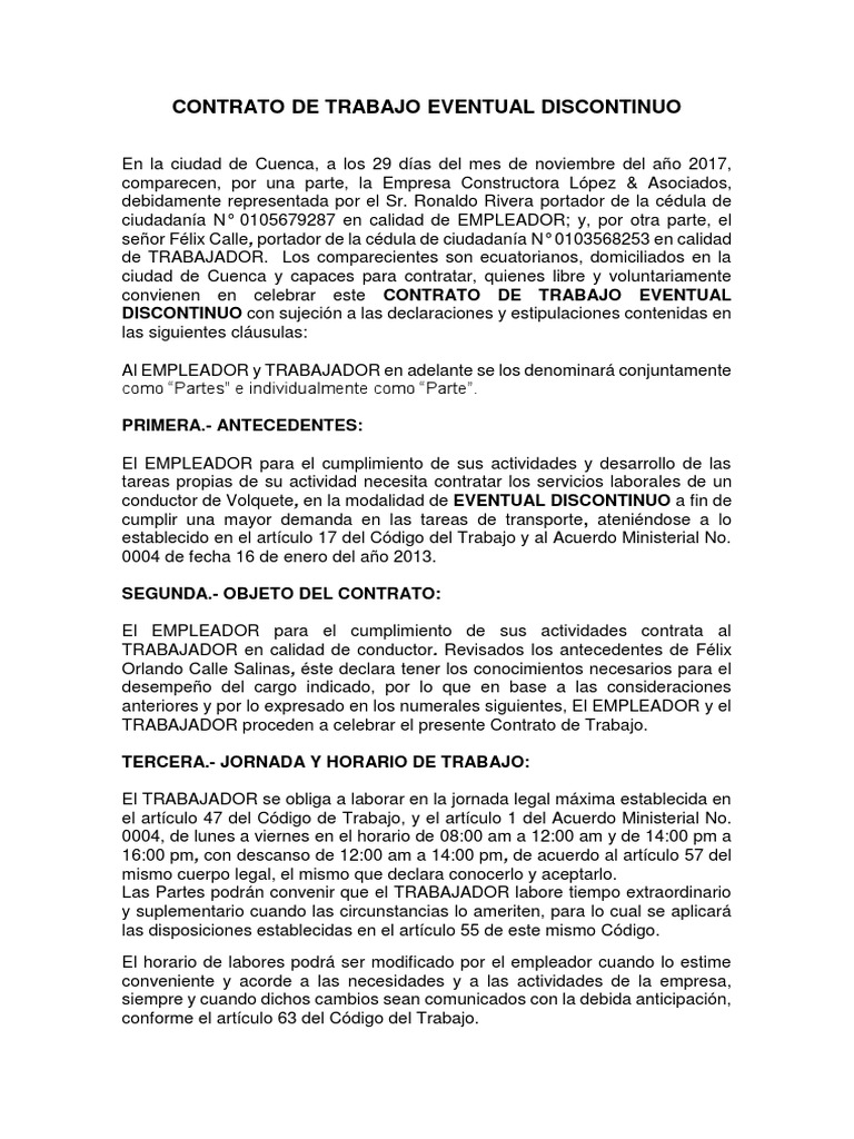 Contrato Eventual | Descargar gratis PDF | Salario | Derecho laboral