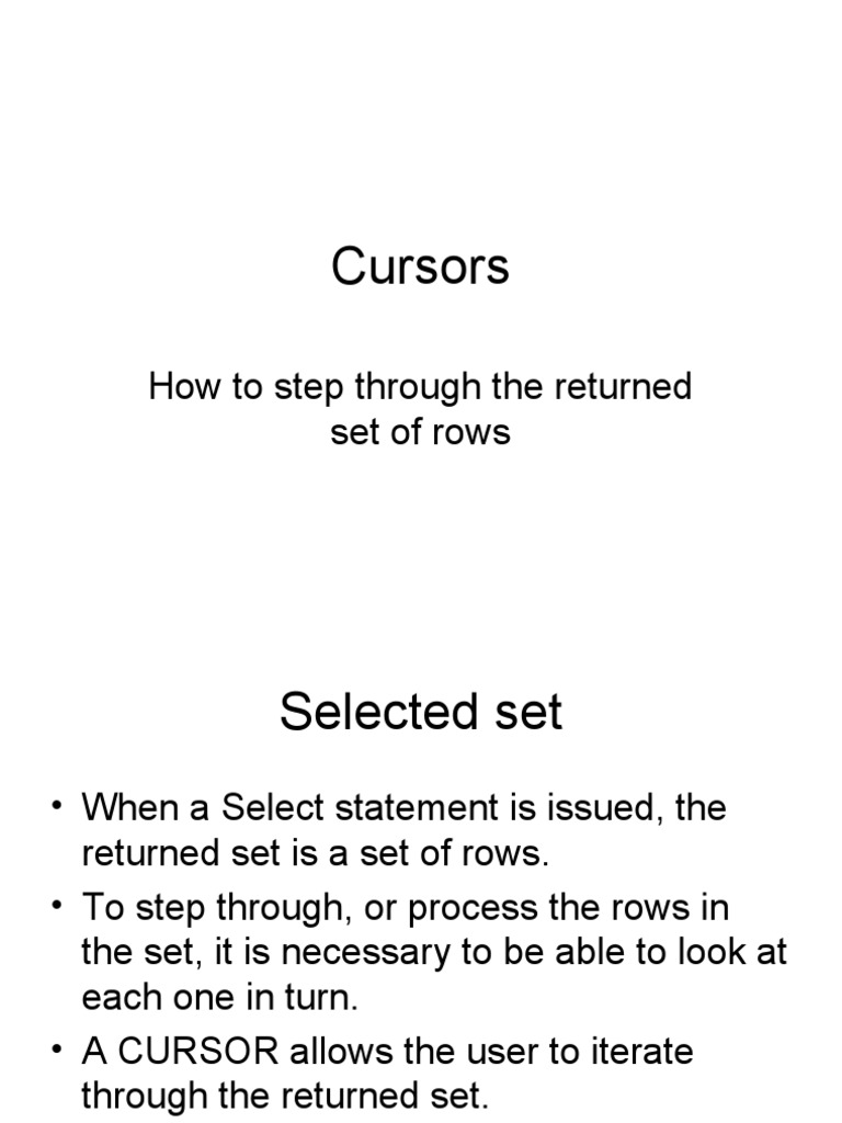 Cursors: How To Step Through The Returned Set of Rows | PDF | Parameter ...