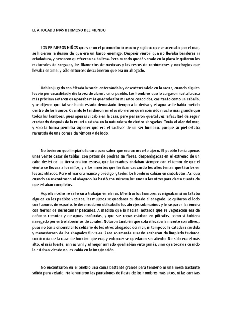 El Ahogado Más Hermoso Del Mundo | PDF | Gabriel García Márquez | Cuentos