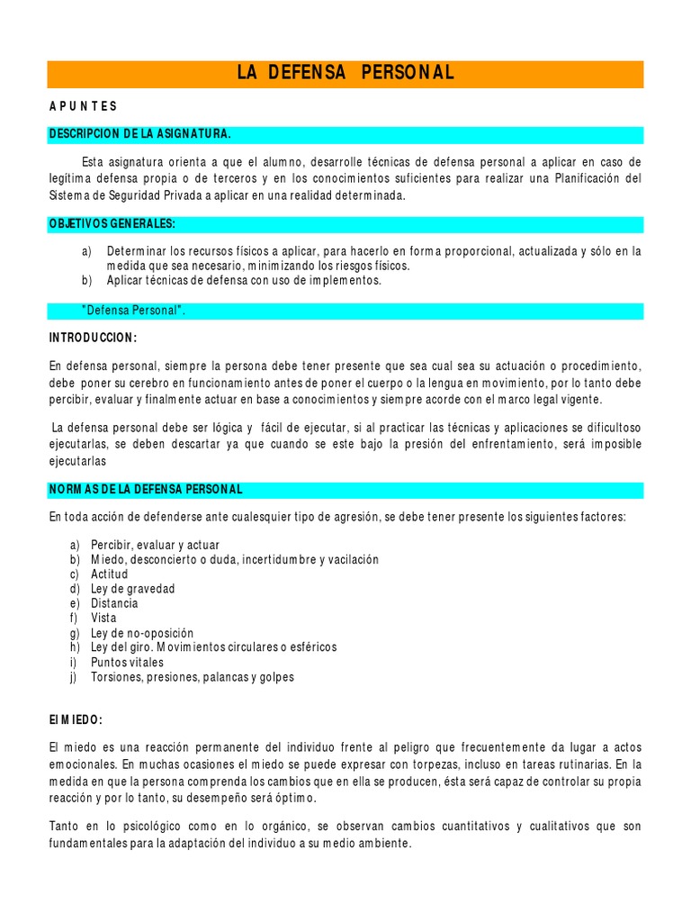 Técnicas y Normas de Defensa Personal | PDF | Autodefensa | Mano