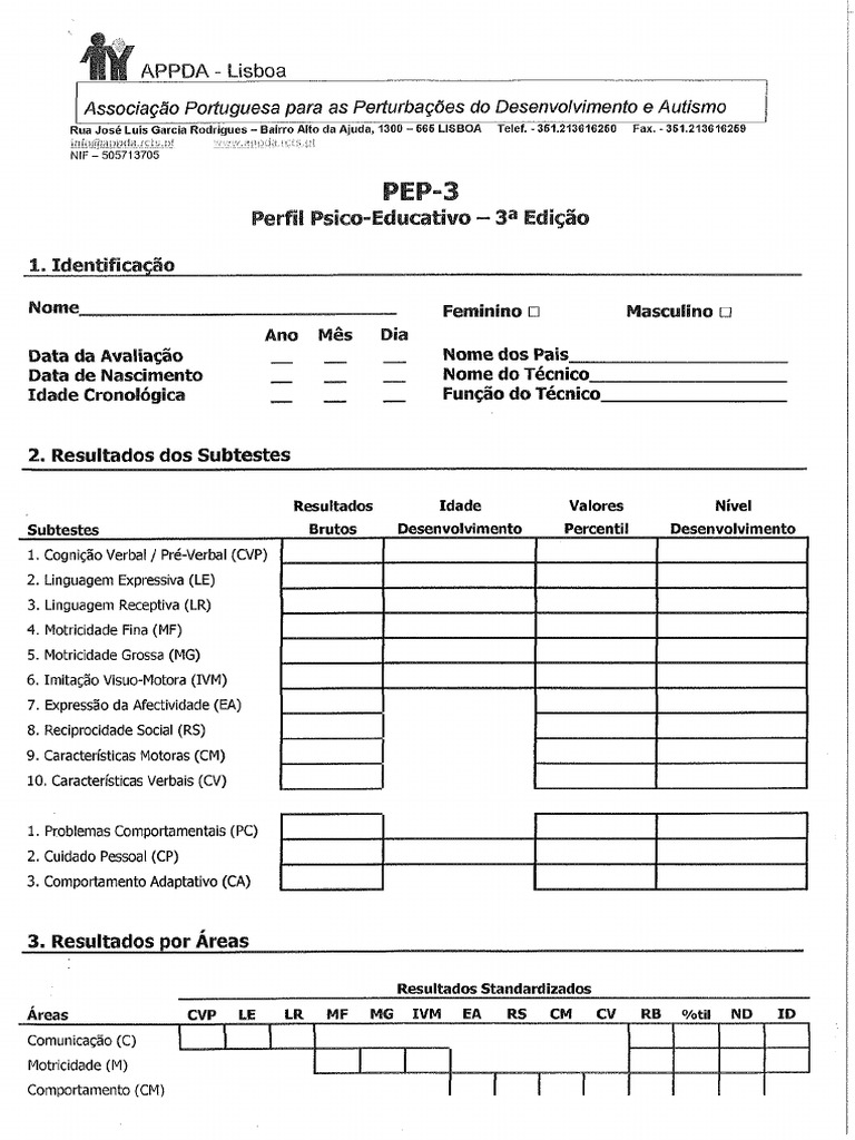 PEP 3 Perfil Psico Educativo 3 Edicao | PDF