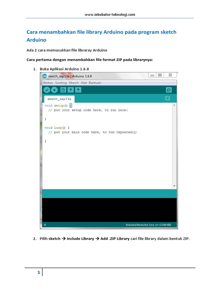 Cara Menambahkan File Library Arduino Pada Program Sketch Arduino | PDF